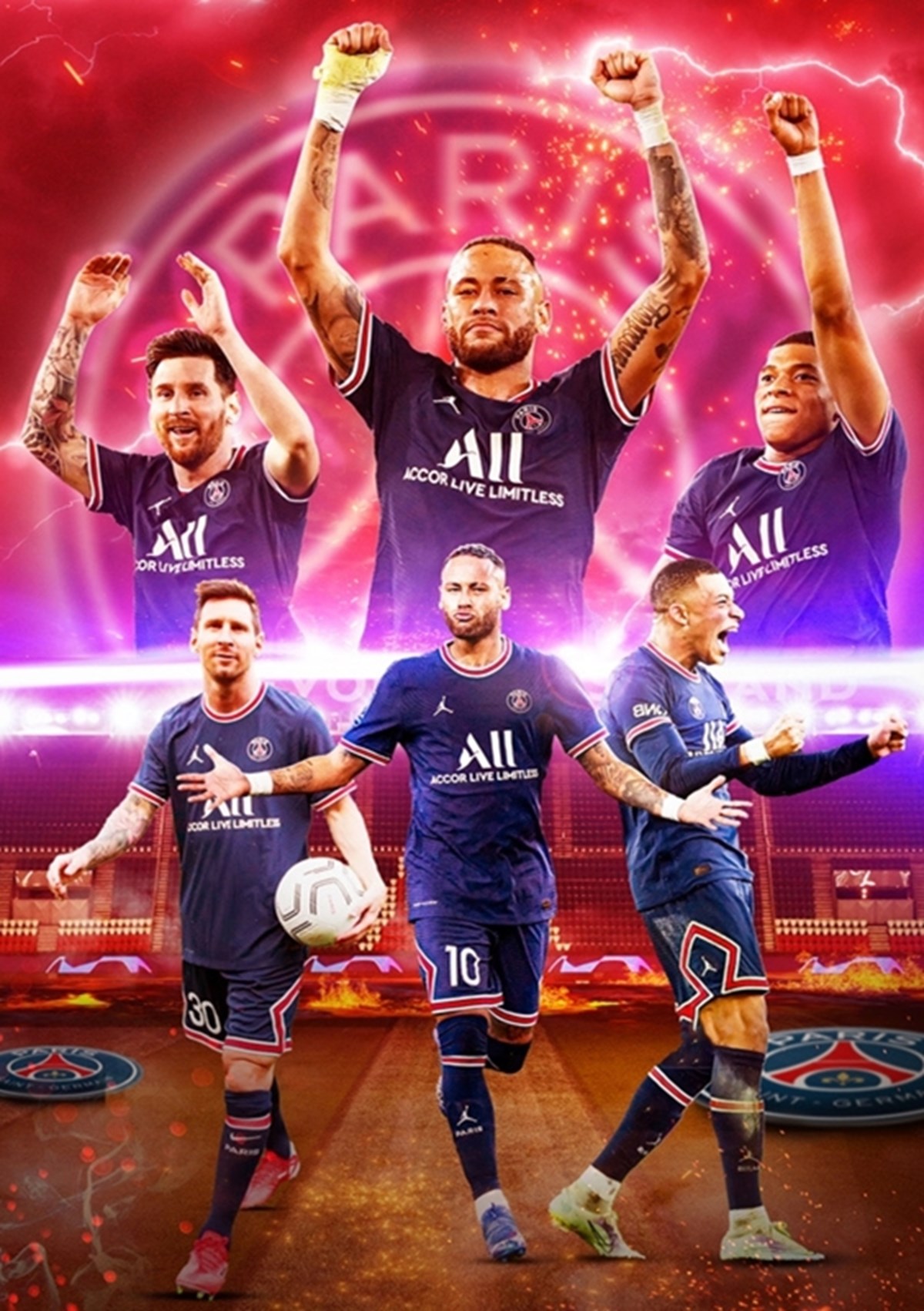 Messi, Neymar, Mbappe; plakat af abdur rauf - Printler