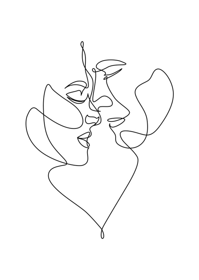para romans One Line Art plakaty art prints autorstwa Ota Studios Printler
