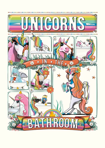 Unicorns in the Bathroom posters & prints by Andy Scullion - Printler