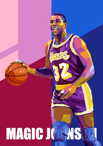 Magic Johnson Basketball Poster von LUXMAN HIDAYAT | Printler