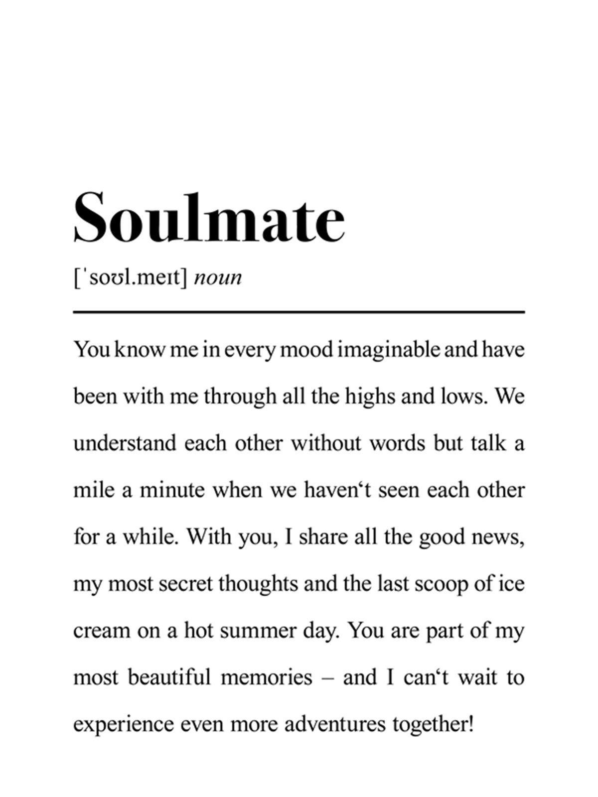 Soulmate Quote for Best Friend posters & prints by Pulse of Art - Printler