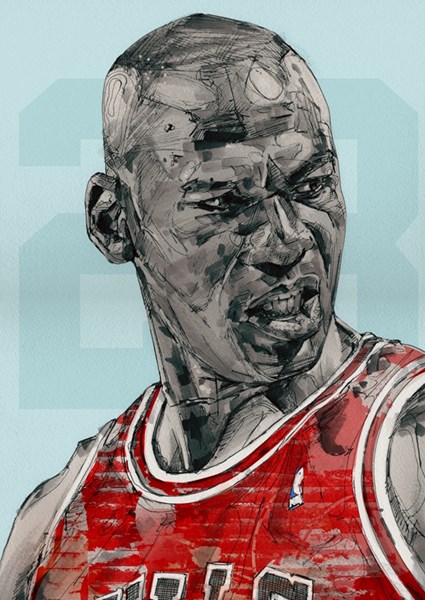 Peinture de Michael Jordan affiches et impressions par Ilse Kauffeld - Printler