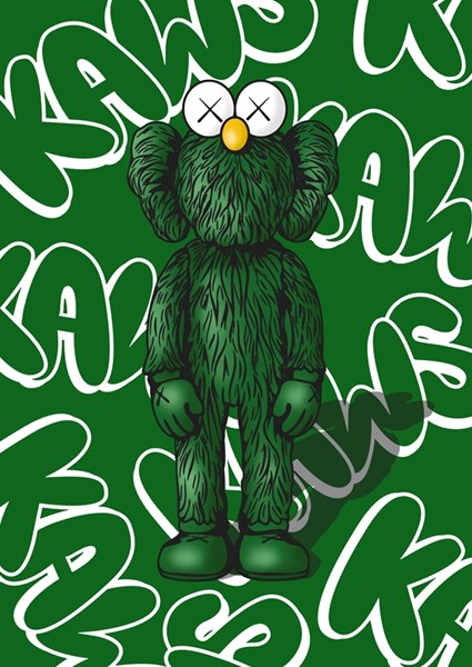 doodle green kaws posters & prints by BESTDROPS - Printler