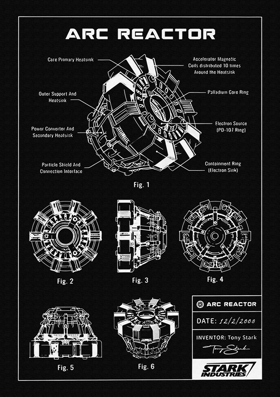 Iron Man Arc Reactor Blueprint posters & prints by Fan Art - Printler