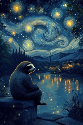 Starry Sloth Night posters & prints by Lgdnld - Printler
