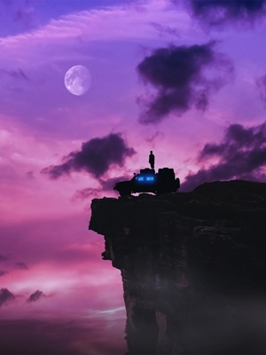 Moonlit Cliff View posters & prints by Ritvik takkar - Printler