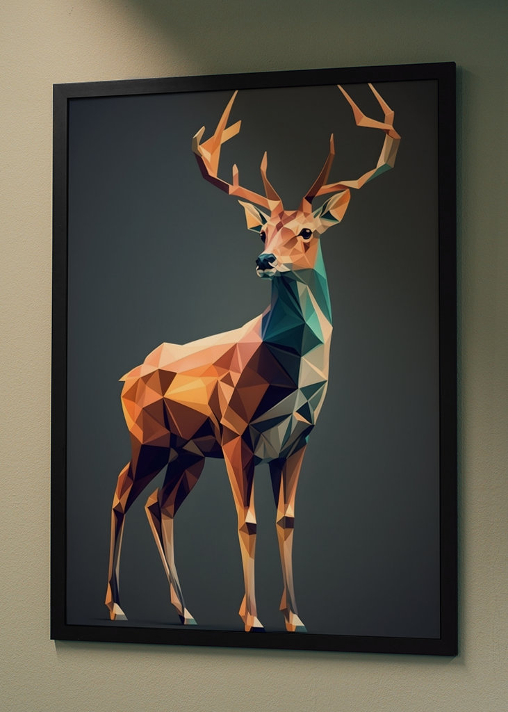 Low Poly Hirsch Poster von David Godbehere | Printler