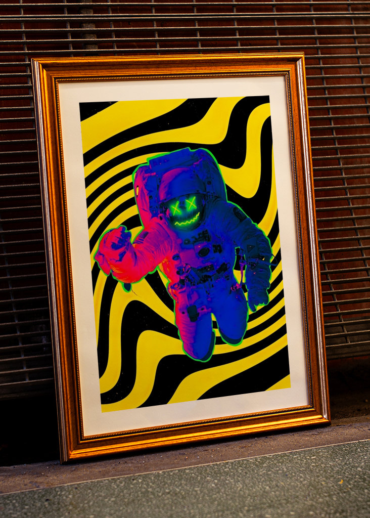 Pop Art Trippy Space Astronaut Poster von Art By Hakon | Printler