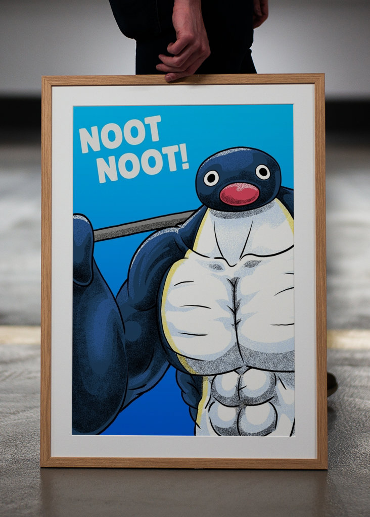 Hinweis Hinweis Pinguin Beast Mode Poster von Adam Khabibi | Printler