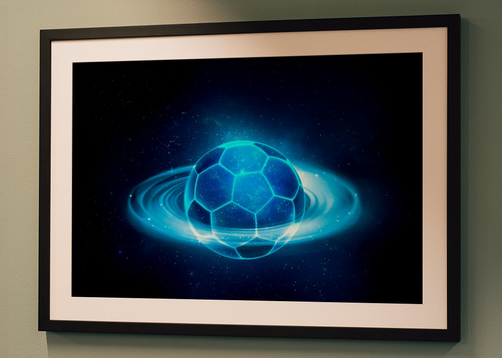 Fußball weltall Poster von Moritz Uebe | Printler