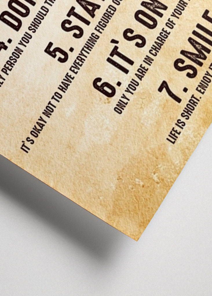 Sieben 7 Regeln im Leben Poster von yunur mawan | Printler