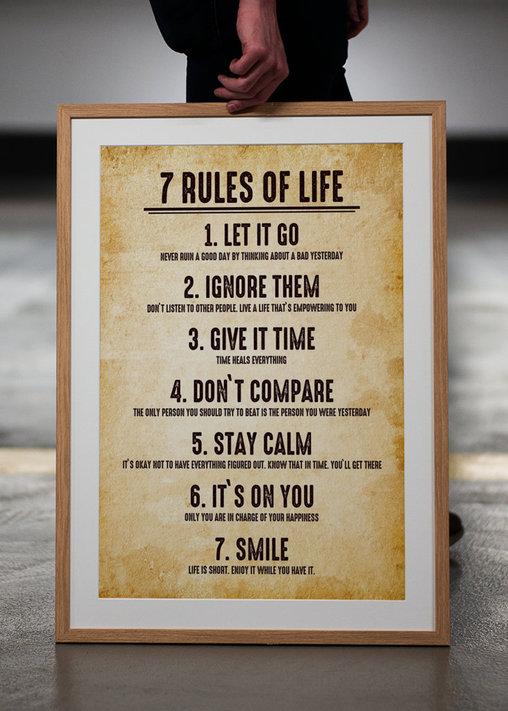 Sieben 7 Regeln im Leben Poster von yunur mawan | Printler