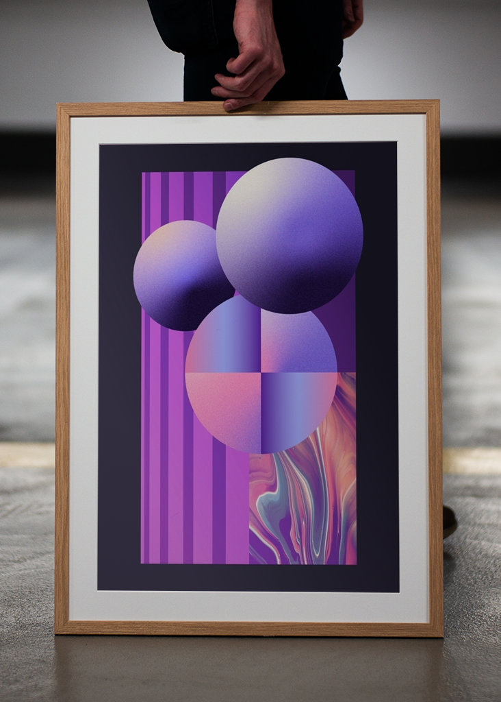 Grafisch Lila Kreise Moderne Poster von Simon Saulich | Printler