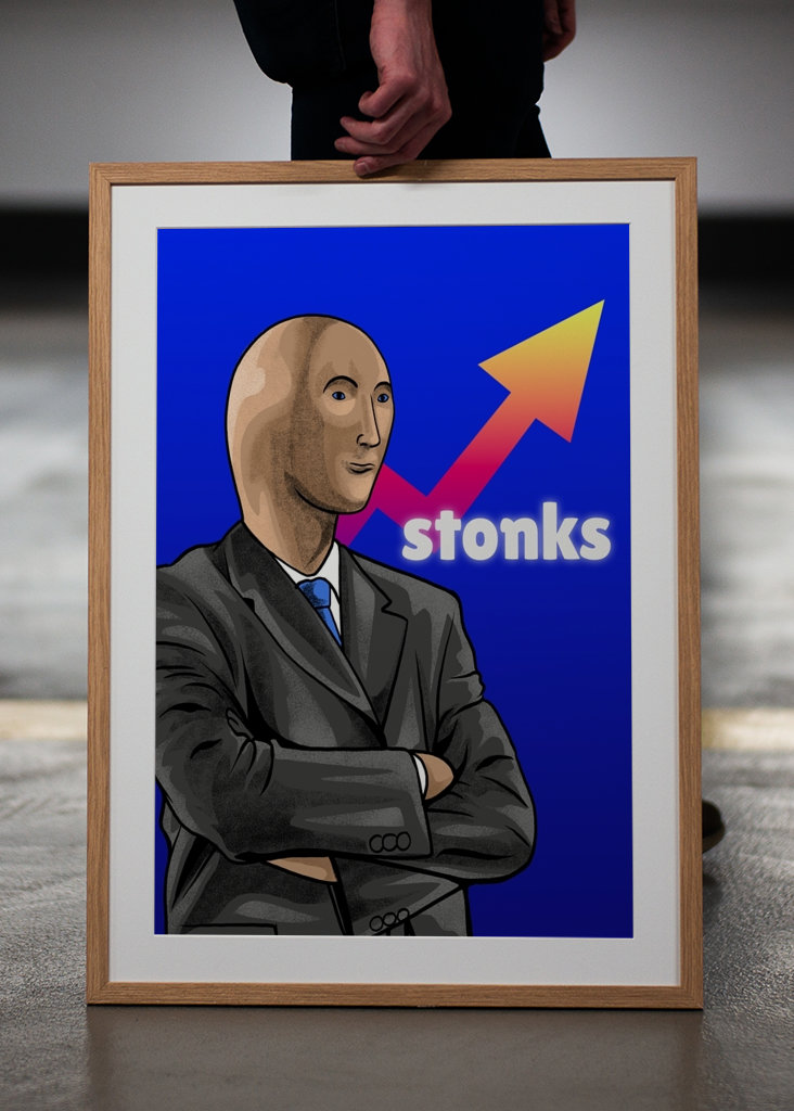 Stonks Man Meme Poster von Adam Khabibi | Printler