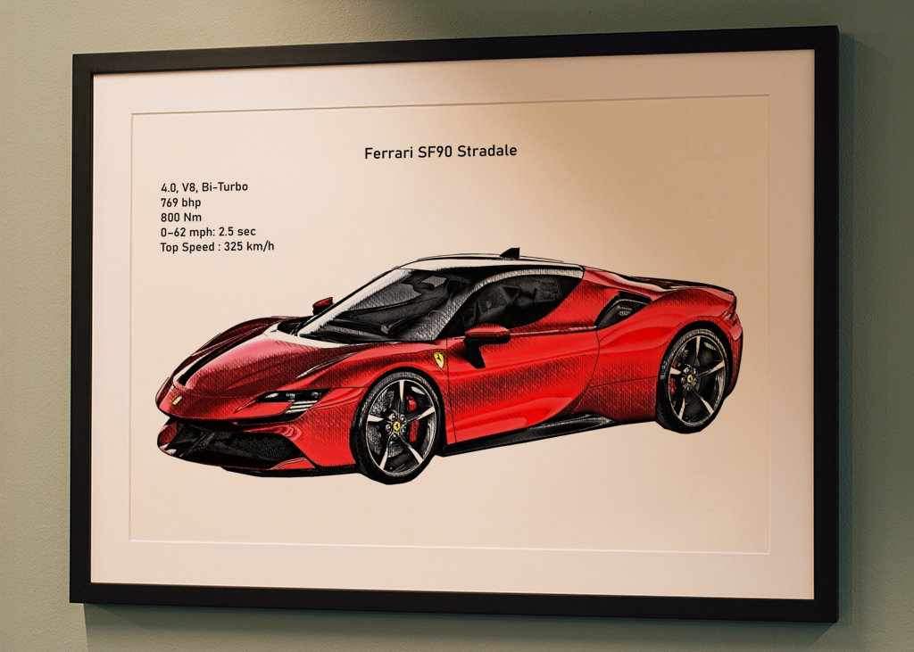 Ferrari SF90 Stradale Poster von ArtStyle Funny | Printler