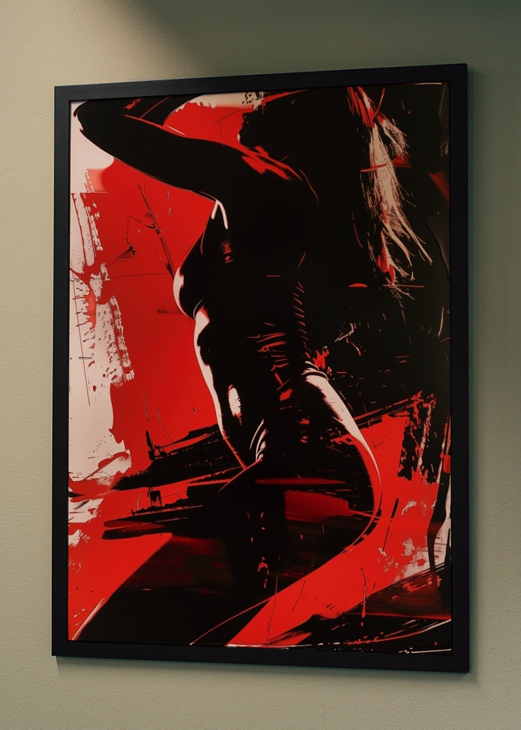 Wilde Nacht Akt in Rot Schwarz Poster von Frank Daske | Printler