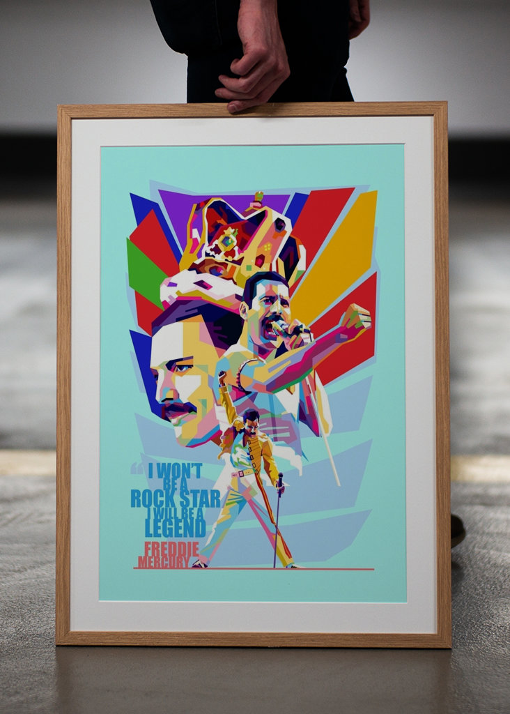 Freddie Mercury Pop-Art-Stil Poster von Cholik Hamka | Printler