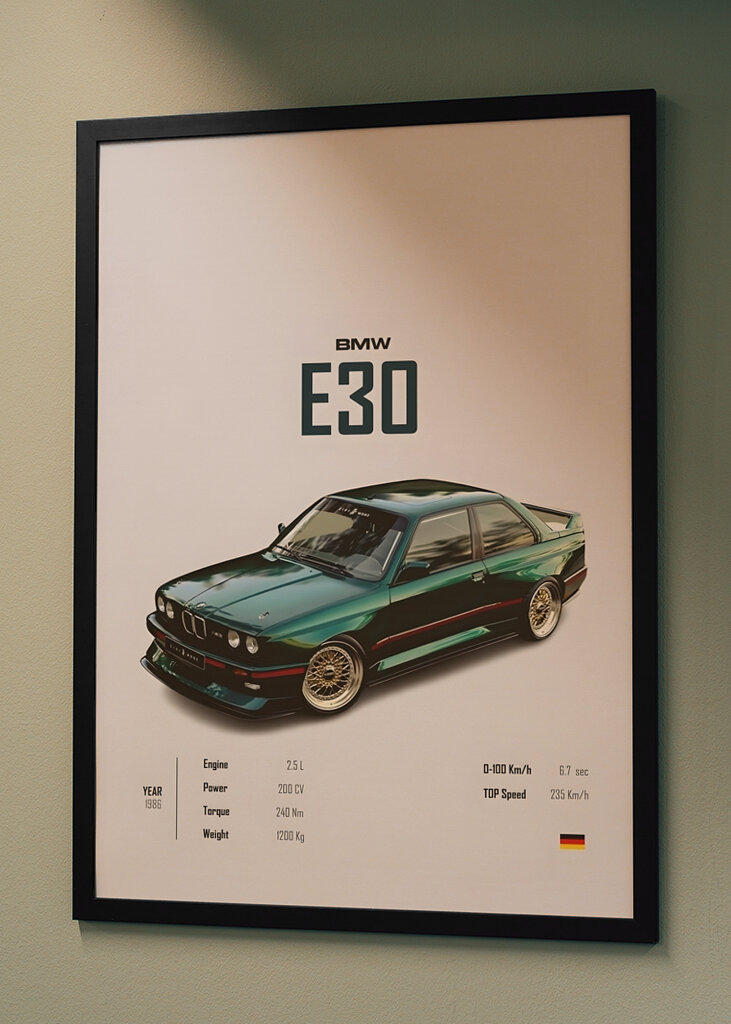 BMW E30 M3 posters & prints by Kyle Walker Style Art - Printler