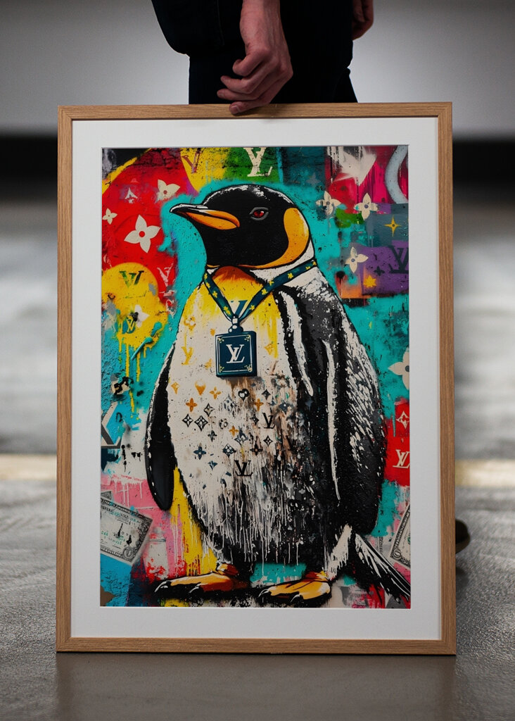 Graffiti-Kunst Pinguin Geld Poster von Nicolas07 | Printler
