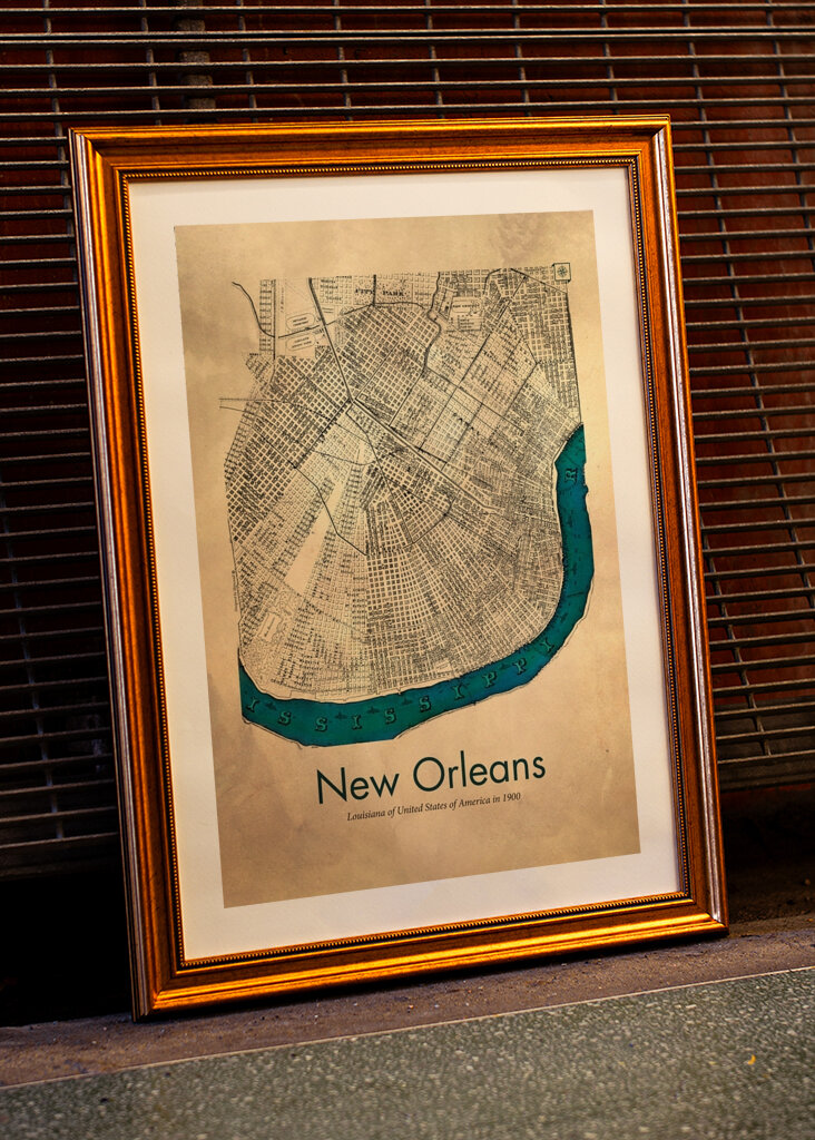 Vintage New Orleans Karte #25066 Poster von Dion Gem | Printler