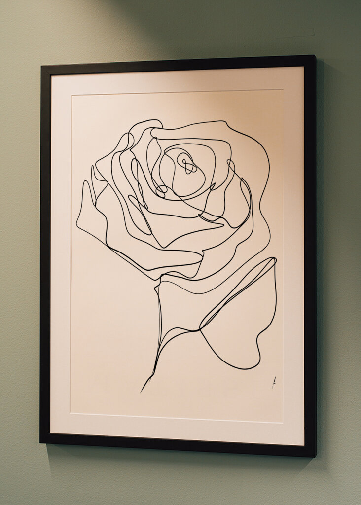 ROSE ONE-LINE DRAWING Poster von Ankie Kooi | Printler
