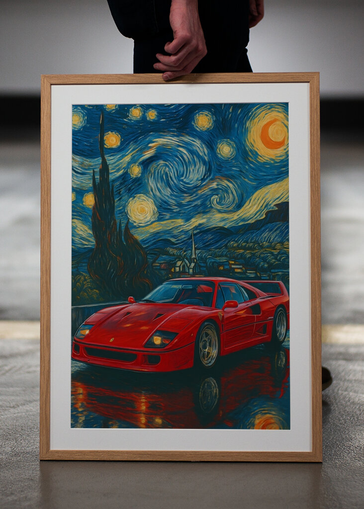 ferrari F40 X sternenklare Nacht Poster von Pecco | Printler