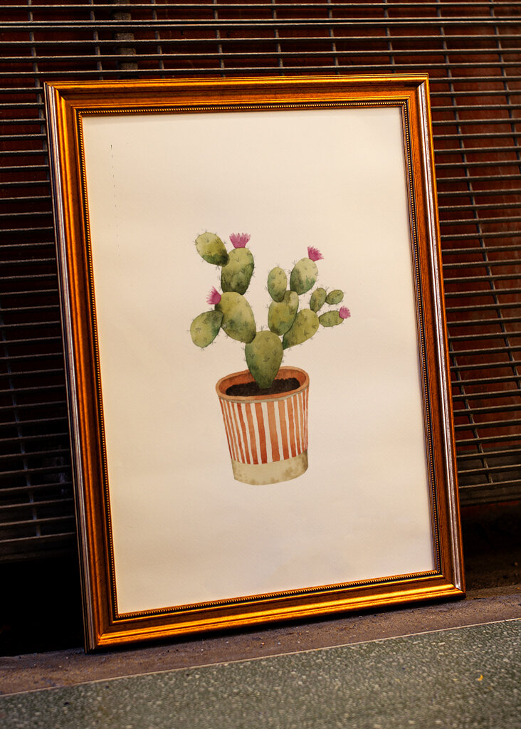 Blossoming Cactus posters & prints by Karen Menzenbach - Printler