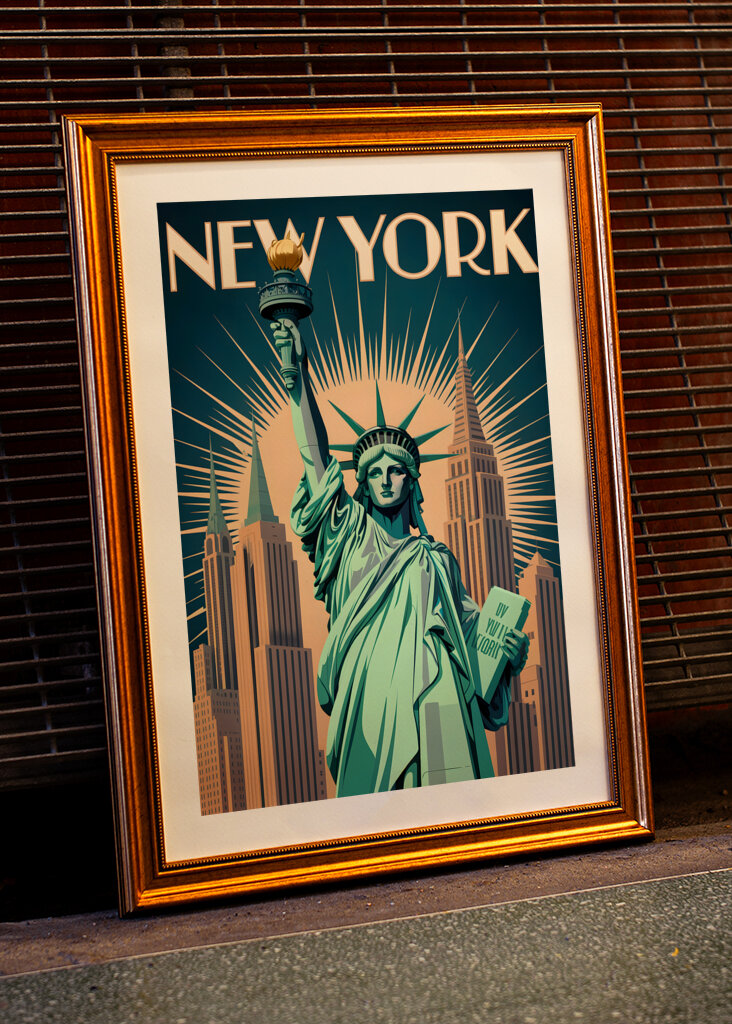 A Tribute to New York: Art Deco Statue of Liberty Poster posters ...